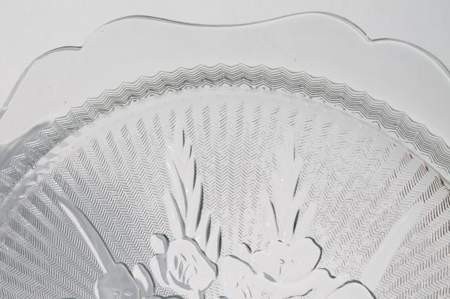 Jeannette Iris And Herringbone Pattern Clear Depression Glass Serving Plate