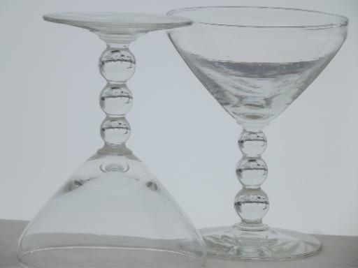 Nob Hill vintage Libbey glasses, bubble bead stem champagne glasses Nob Hill vintage Libbey glasses, bubble bead stem champagne glasses
