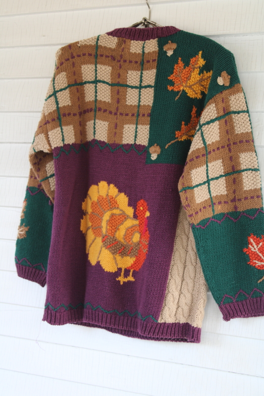 1990s vintage Thanksgiving sweater, Belle Pointe cardigan w/ turkey ...