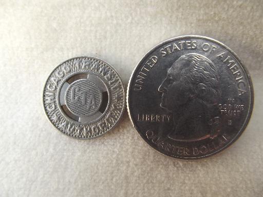 Chicago Transit Authority token lot, old embossed metal coin CTA tokens