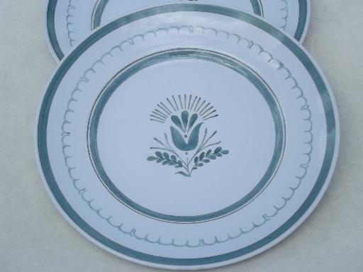 Green Thistle pattern vintage Arabia of Finland dinner plates