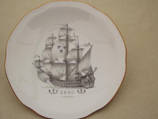 Collectible Plates Made in Sweden Vintage Swedish porcelain plate ship ...