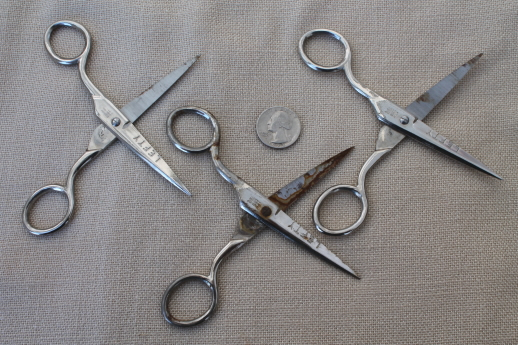 collection of old steel scissors, vintage school scissors lot