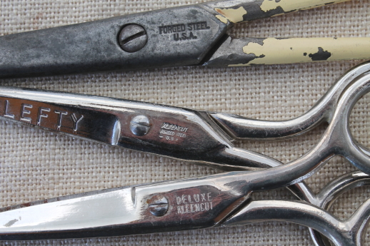 collection of old steel scissors, vintage school scissors lot