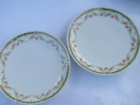 shabby pink roses, lot old antique vintage china plates assorted rose ...