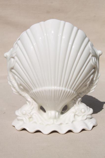 vintage Boehm dolphins & shell white porcelain vase, pure white china ...