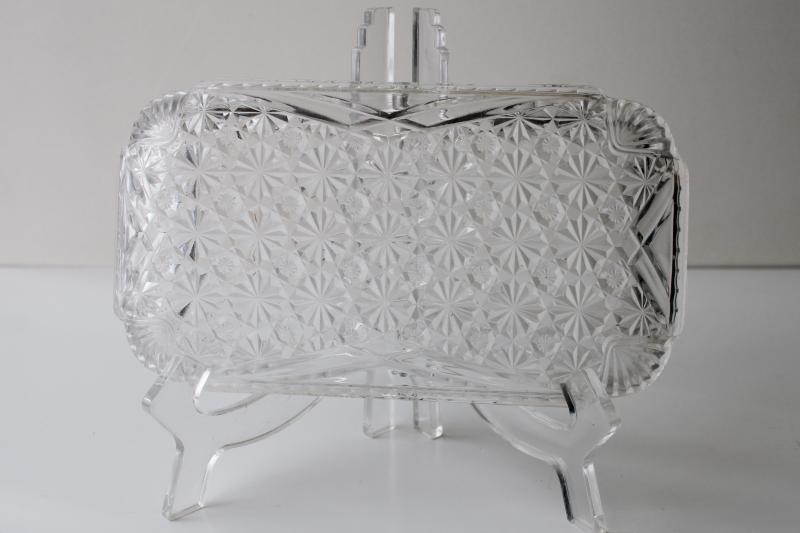 vintage daisy and button pattern glass cranberry plate or celery tray ...