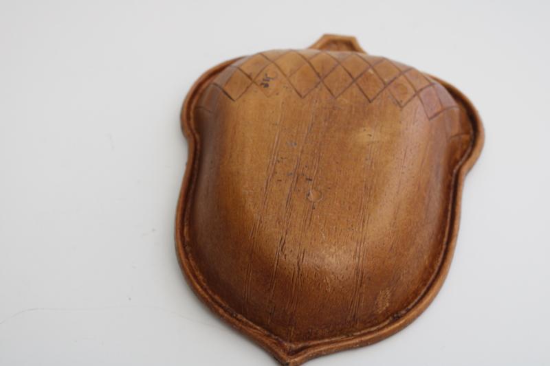 1950s vintage Multi Products carved wood look acorn shaped nut bowl