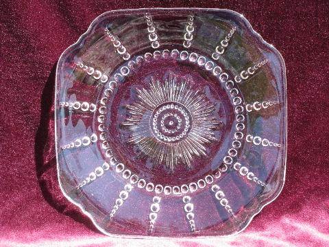 Columbia bubble pattern vintage Federal depression glass plates, cups