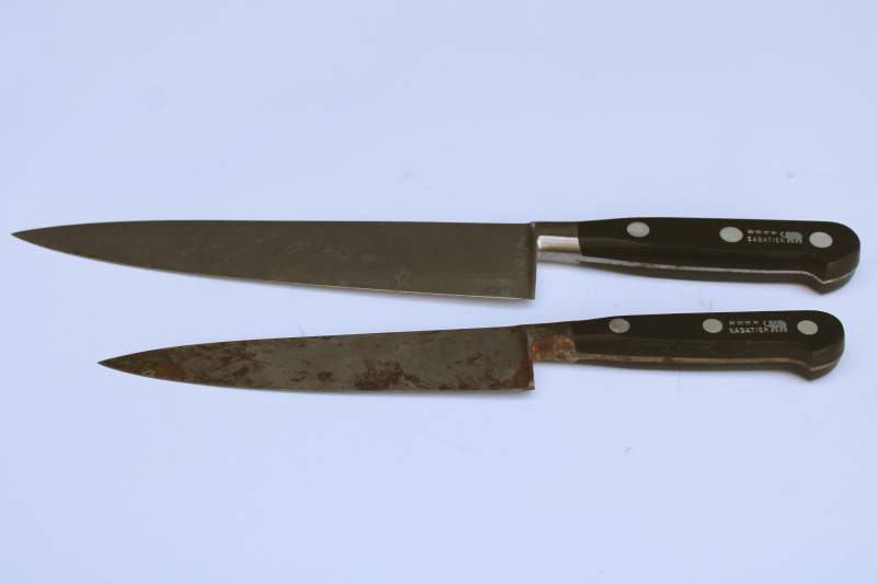 Sabatier France lot of two vintage chef's kitchen knives, elephant mark ...