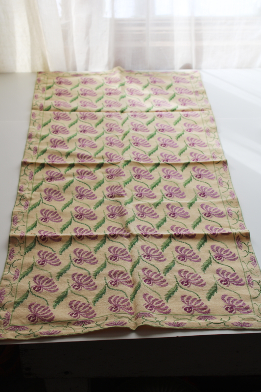 Scots thistle vintage hand embroidered cotton tray cloth or table ...