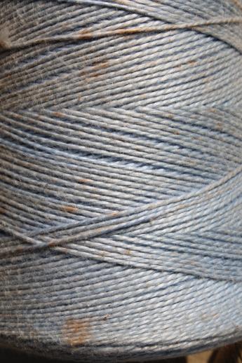 antique blue primitive grubby old spools of vintage cotton cord thread