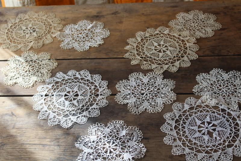 assorted small doilies, lace & crochet table mats & goblet rounds ...