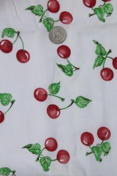 cherry bunch red cherries print vintage 1940s cotton feed sack fabric