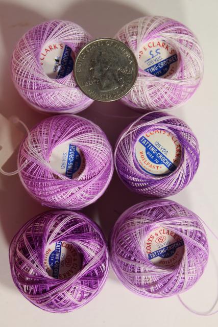 fine crochet cotton thread for lacemaking or lace edgings, tiny vintage ...