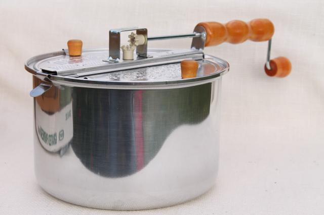 hand crank stovetop popper popcorn maker 6 qt size, vintage 90s Theater ...