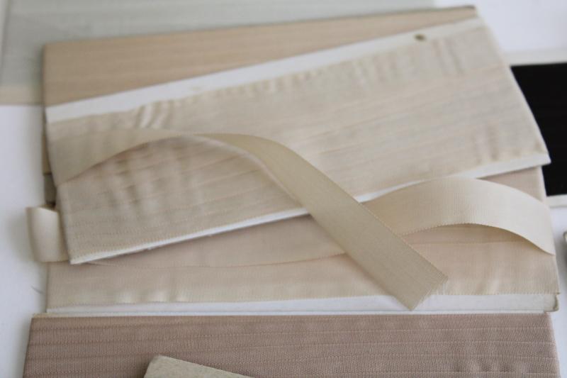 lot of vintage ribbon type rayon seam binding, neutral colors tan brown ...