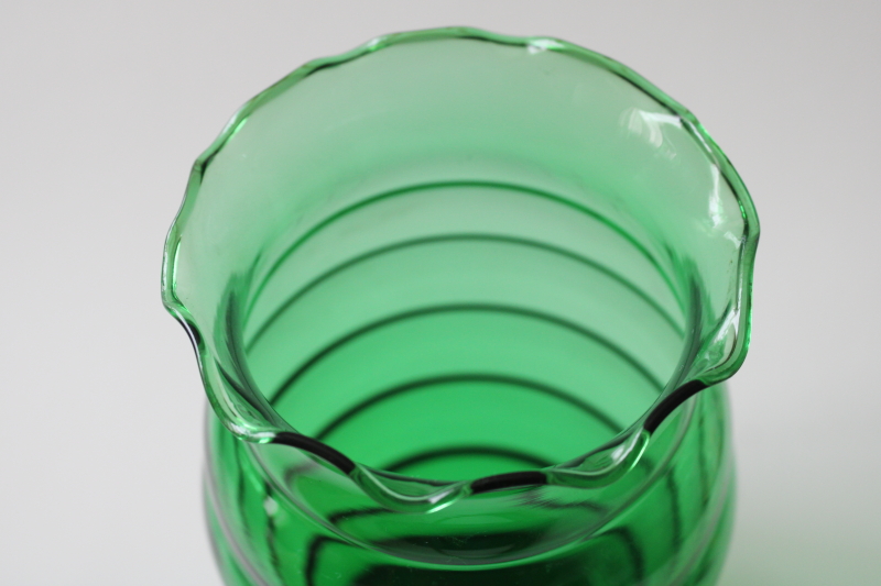 mod beehive shape vintage Anchor Hocking forest green glass vase