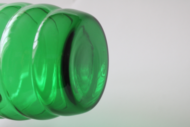 mod beehive shape vintage Anchor Hocking forest green glass vase