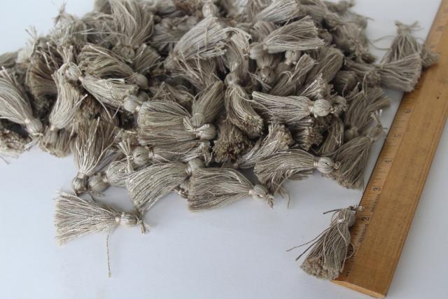 new old stock vintage sewing trim mini tassels, flax jute colored ...