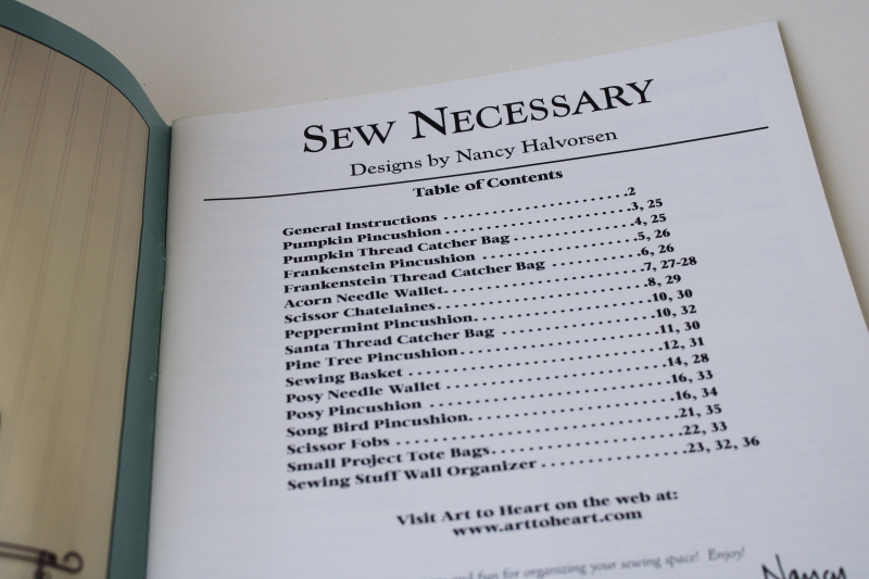 sewing accessories to sew needlework patterns booklet Art to Heart Sew ...