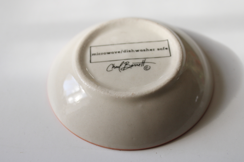 tiny butter pat or trinket dish, rare Chad Bennett holiday snowman pattern