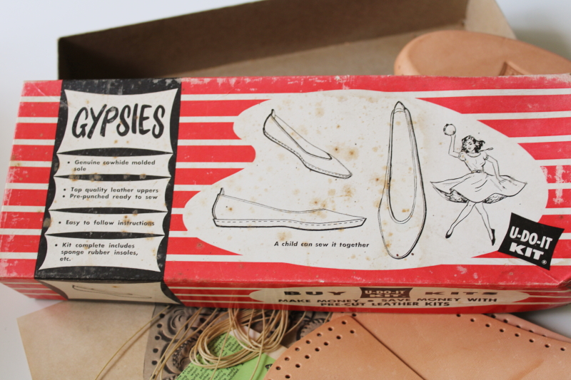 vintage Tandy leather shoe soles complete kit for Gypsies slippers ...