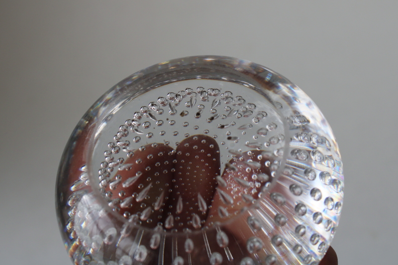 vintage controlled bubbles crystal clear paperweight, so sparkly!
