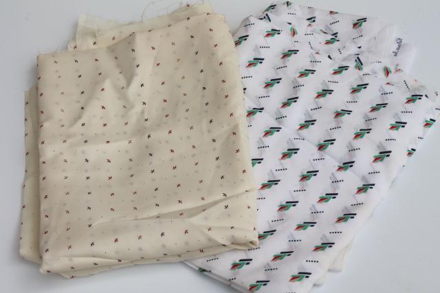 vintage fabric lot silky poly shirtings, lining fabrics - retro colors ...