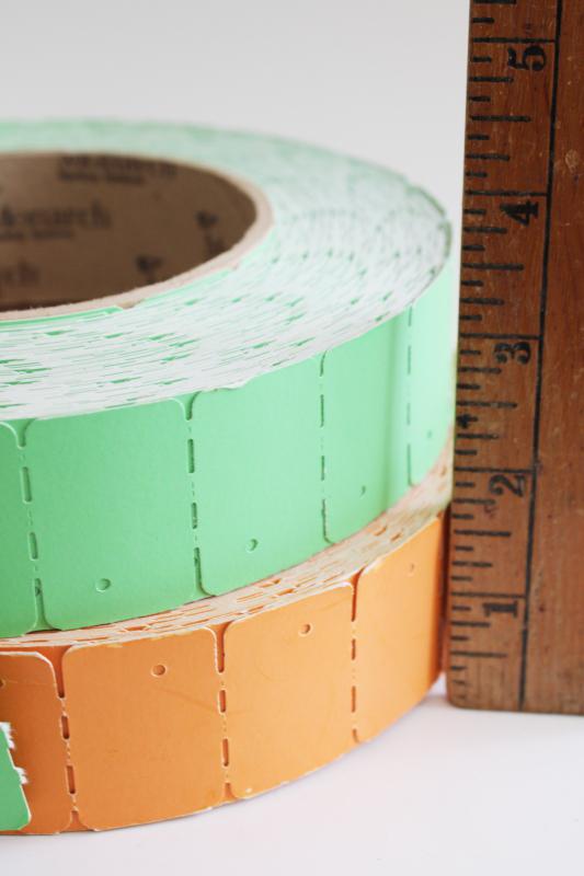 vintage paper ephemera, orange & green plain paper ticket rolls ...