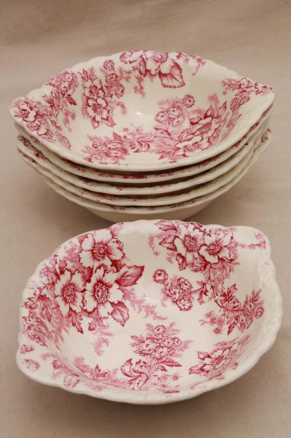 vintage raspberry red chintz floral Taylor Smith Taylor china chowder ...