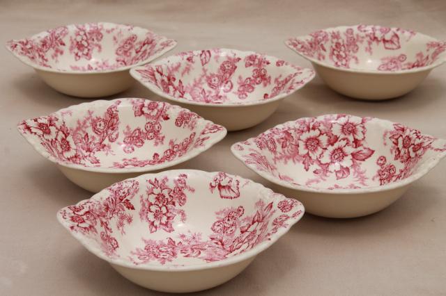 vintage raspberry red chintz floral Taylor Smith Taylor china chowder ...