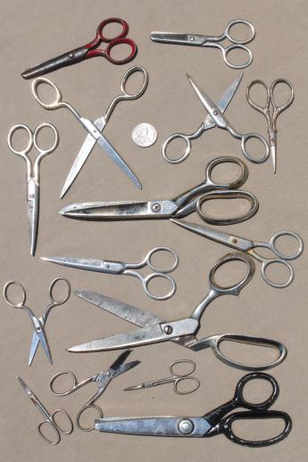 vintage scissors lot, collection of old steel scissors for almost every ...
