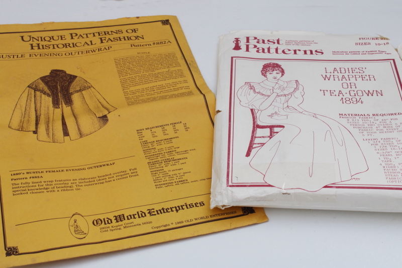 vintage sewing pattern lot historical fashions for reenactors costumes ...